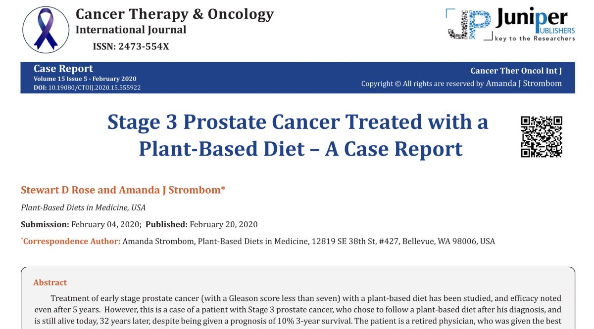 Stage 3 Prostate Cancer Treated with a Plant-Based Diet – A Case Report ...